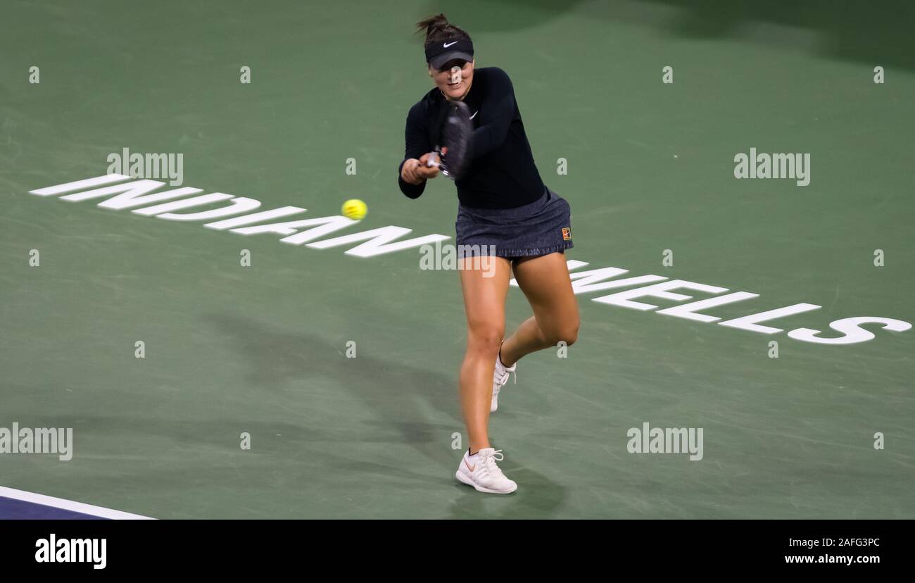 Bianca Andreescu of Canada in action during her semi-final at the 2019 ...