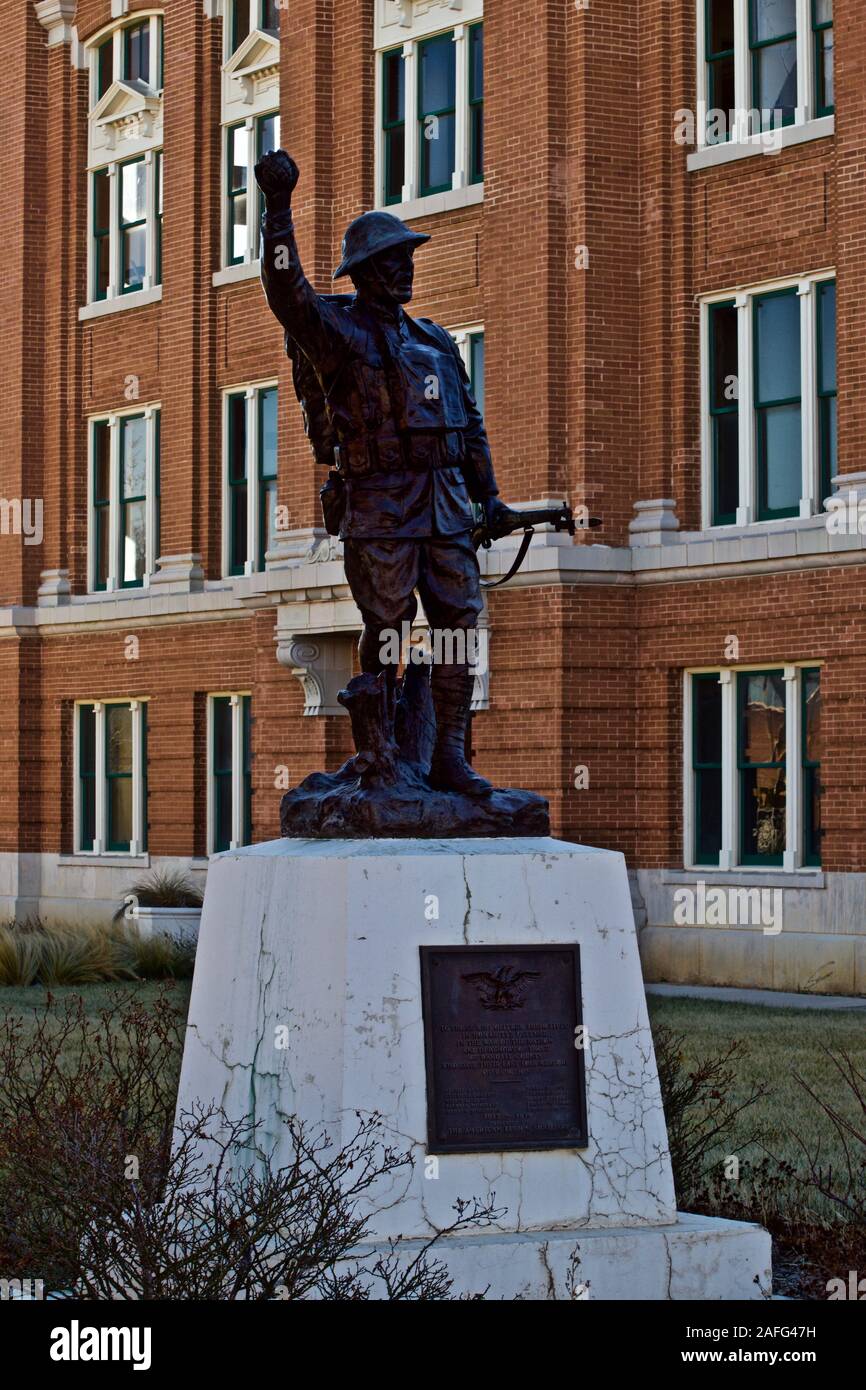 World War I Memorial Statue at Randal Court House, Canyon, Texas Stock ...