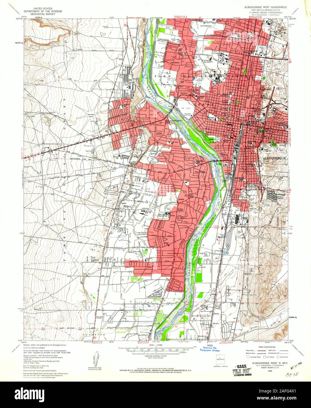 USGS TOPO Map New Mexico NM Albuquerque West 189533 1960 24000 ...
