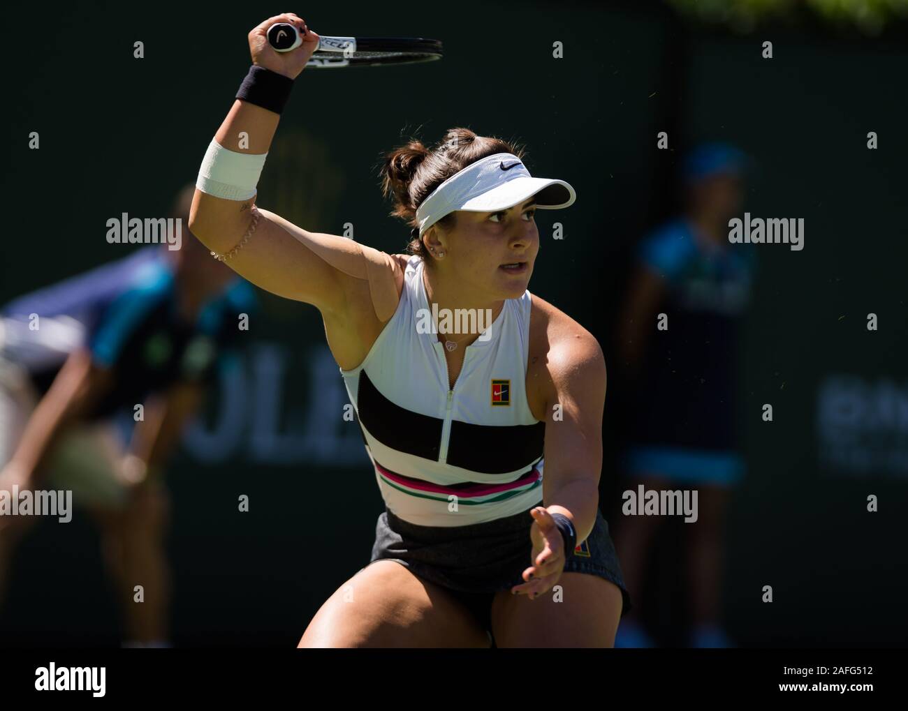 Bianca Andreescu of Canada in action during the final of the 2019 BNP ...