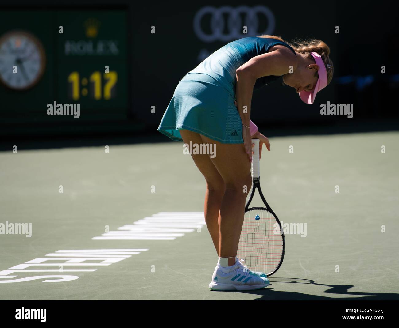 Angelique Kerber of Germany in action during the final of the 2019 BNP ...