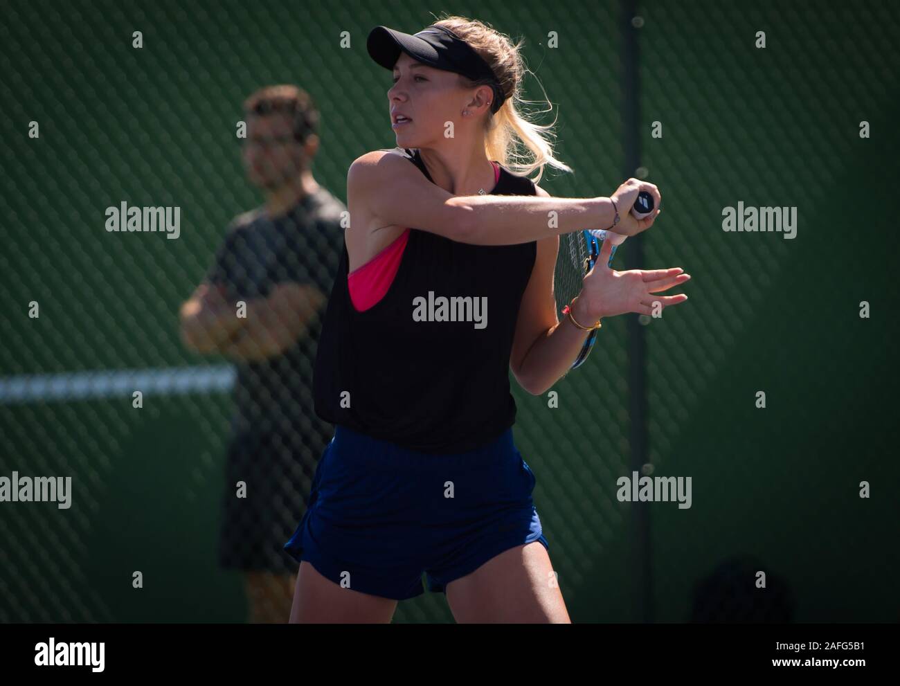 Amanda Anisimova of the United States during practice ahead of the 2019 ...