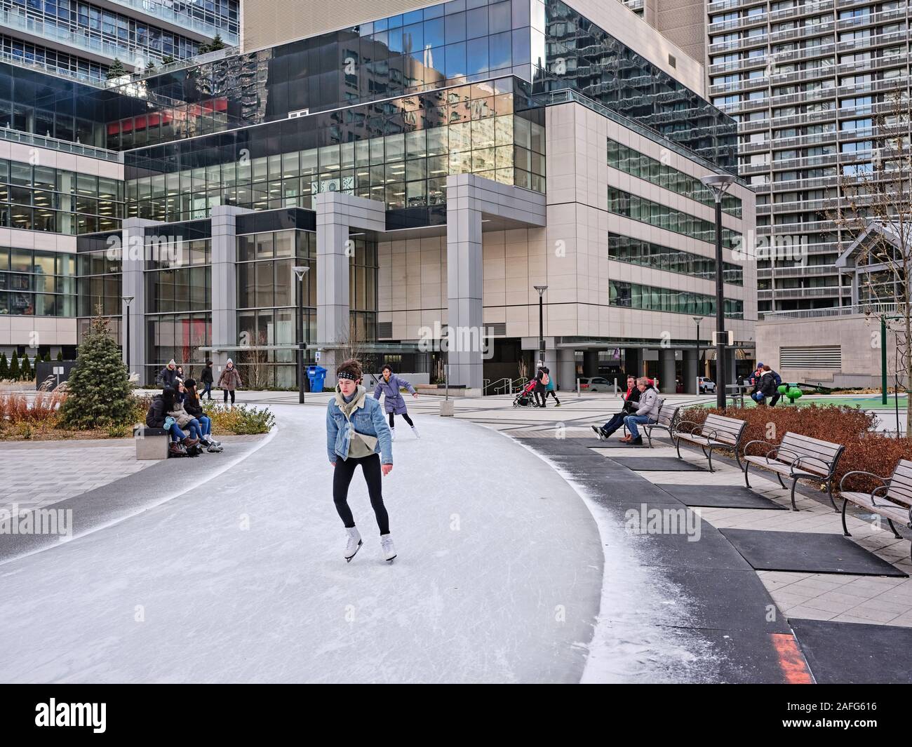 Ice Skating at College Park Toronto Stock Photo - Alamy