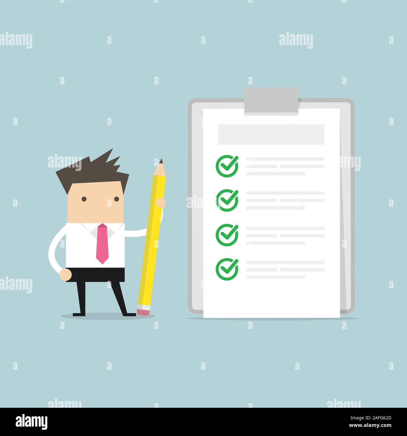 Man looking at checklist illustration hi-res stock photography and ...
