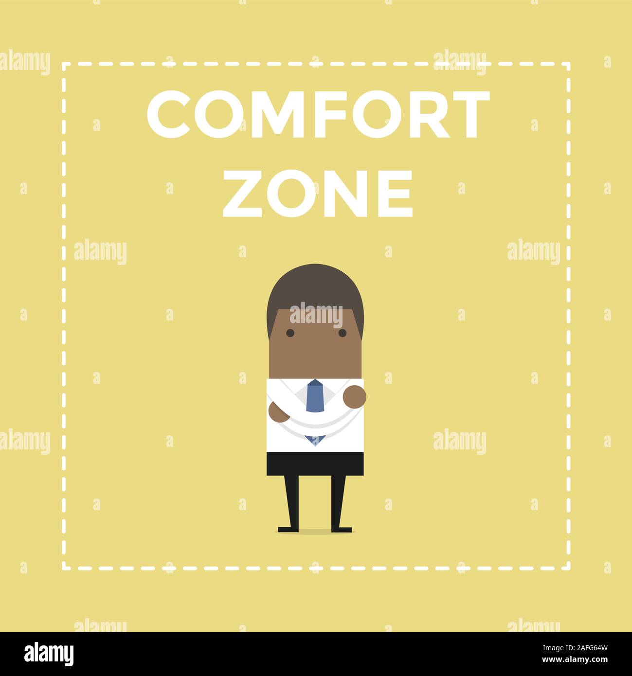 African businessman standing in comfort zone. vector Stock Vector Image ...