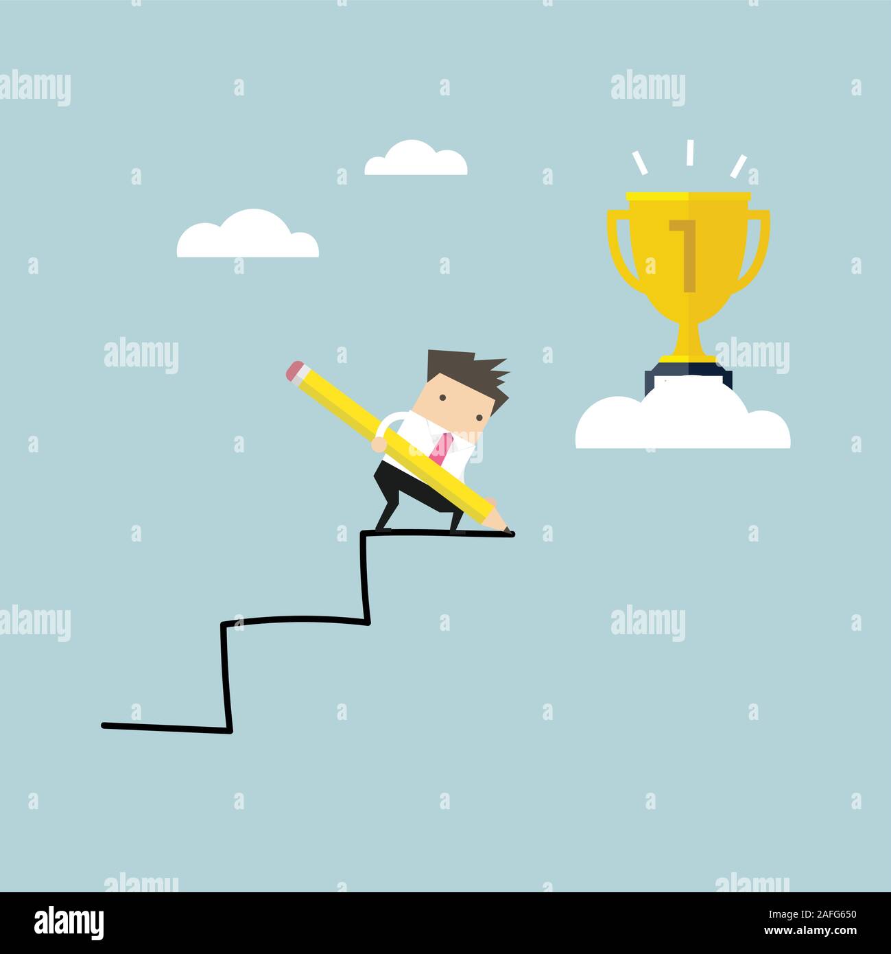Businessman use pencil to create his own stair to success Stock Vector ...