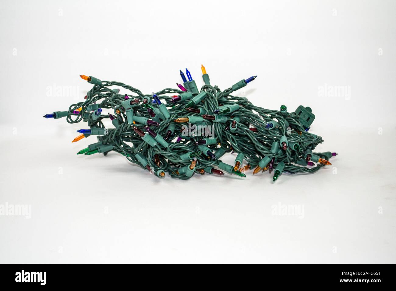 Christmas Lights tangled up Stock Photo - Alamy