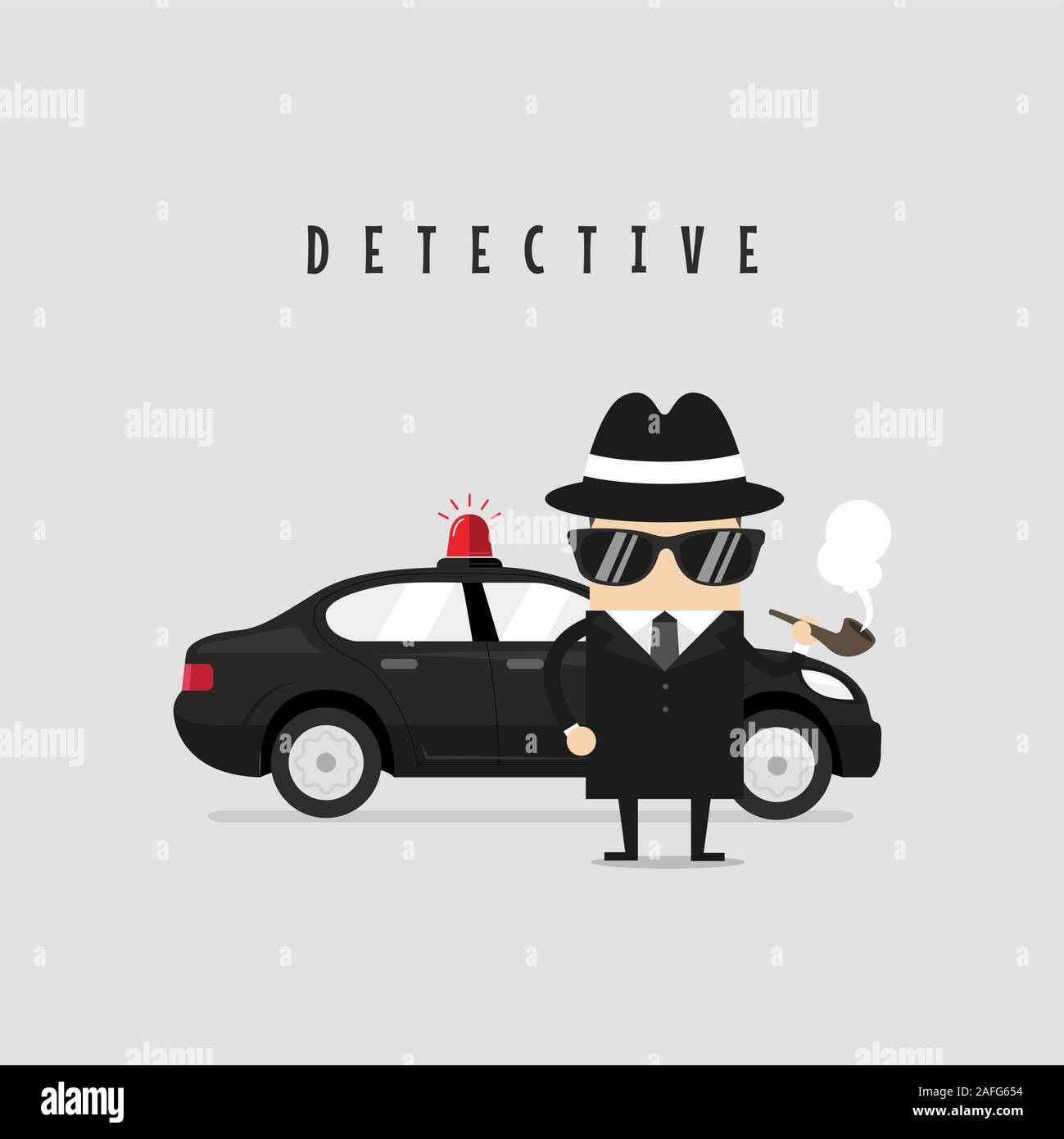 Funny detective character with his car .Cartoon vector Stock Vector ...