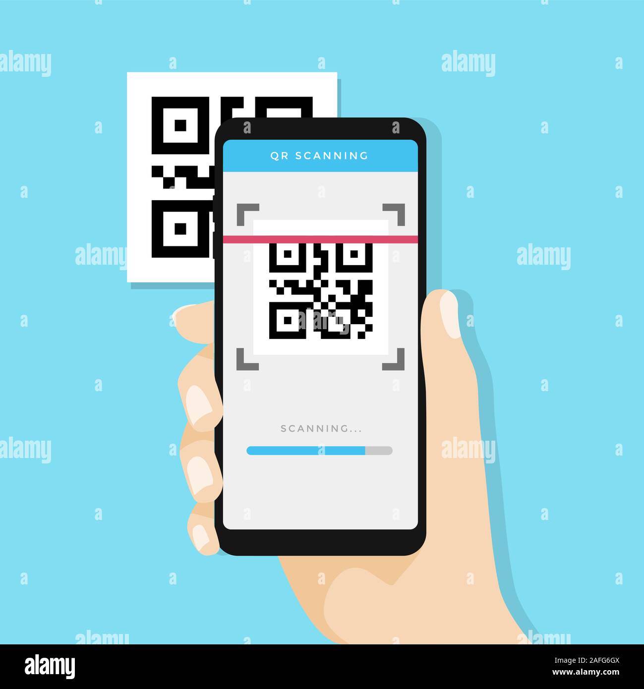 QR code scanning with mobile phone. Capture QR code on mobile phone ...