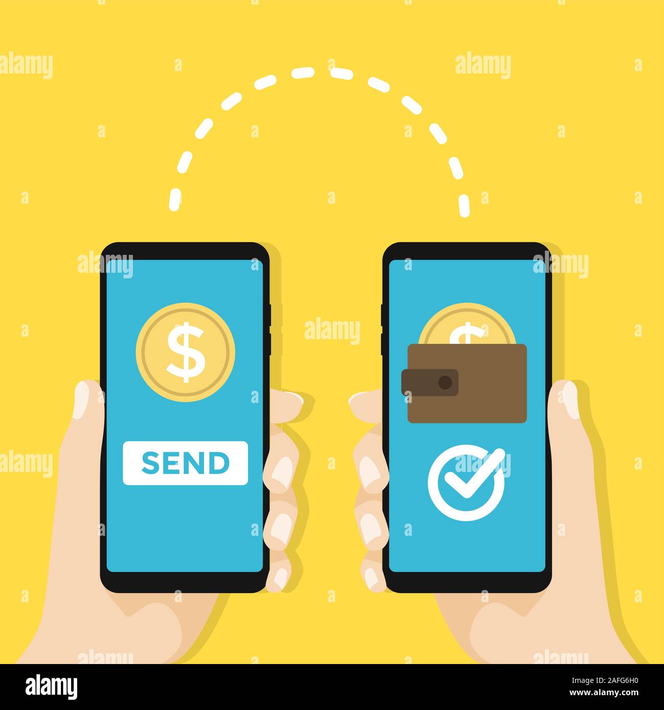 Sending and receiving money. Send money wireless. vector Stock Vector ...
