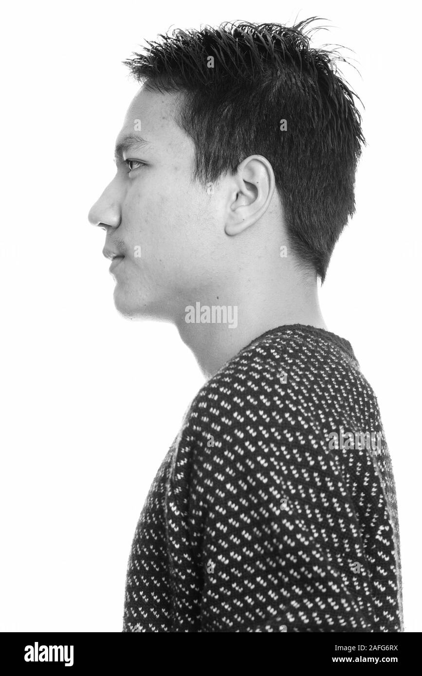 Side profile asian man Black and White Stock Photos & Images - Alamy