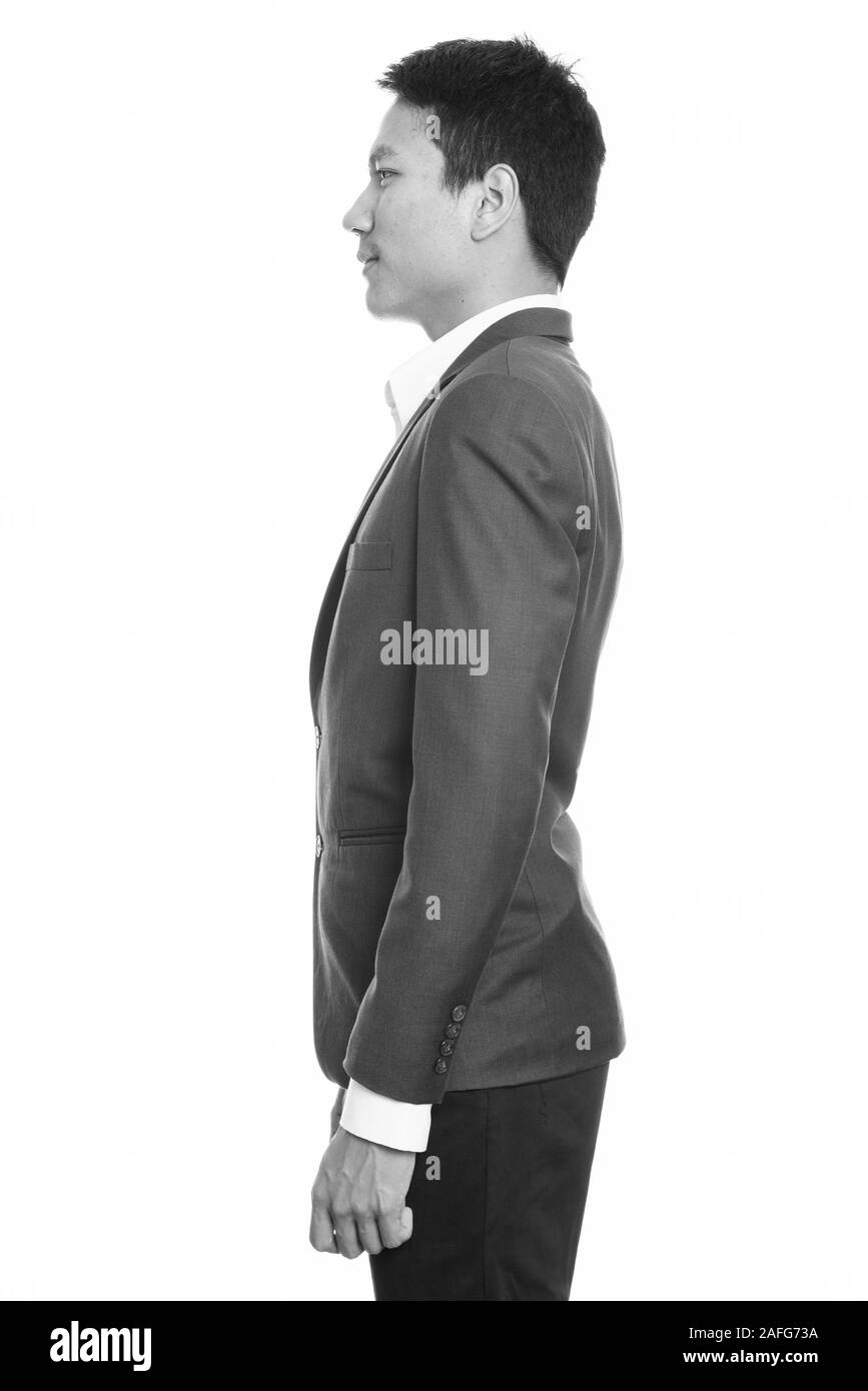 Studio asian profile business suit Black and White Stock Photos ...