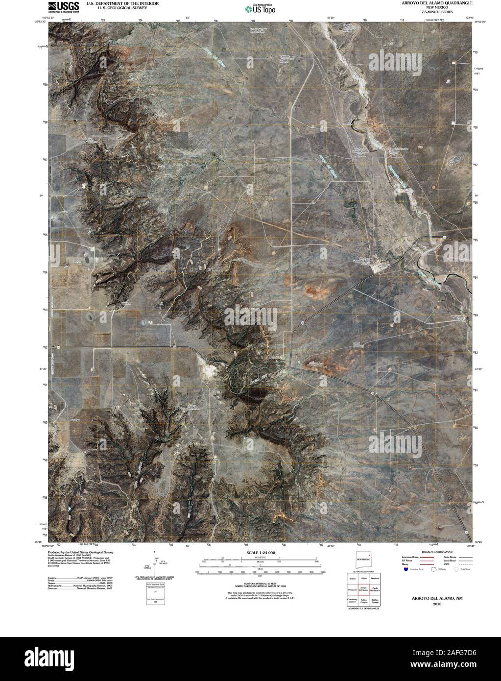 USGS TOPO Map New Mexico NM Arroyo Del Alamo 20100921 TM Restoration ...