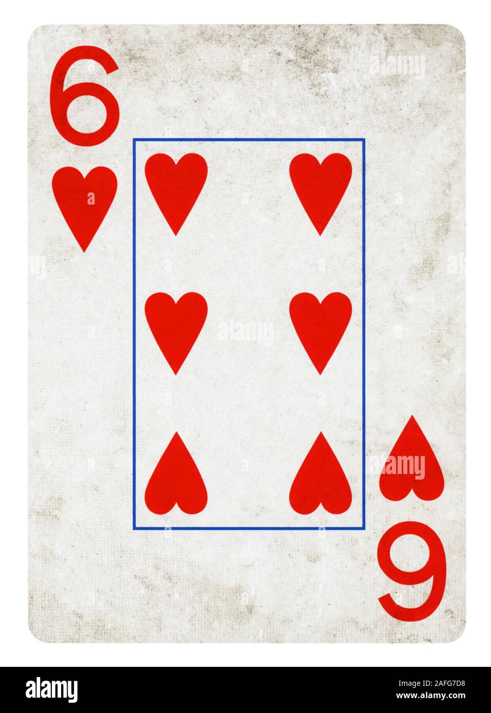 Six of Hearts Vintage playing card - isolated on white (clipping path ...