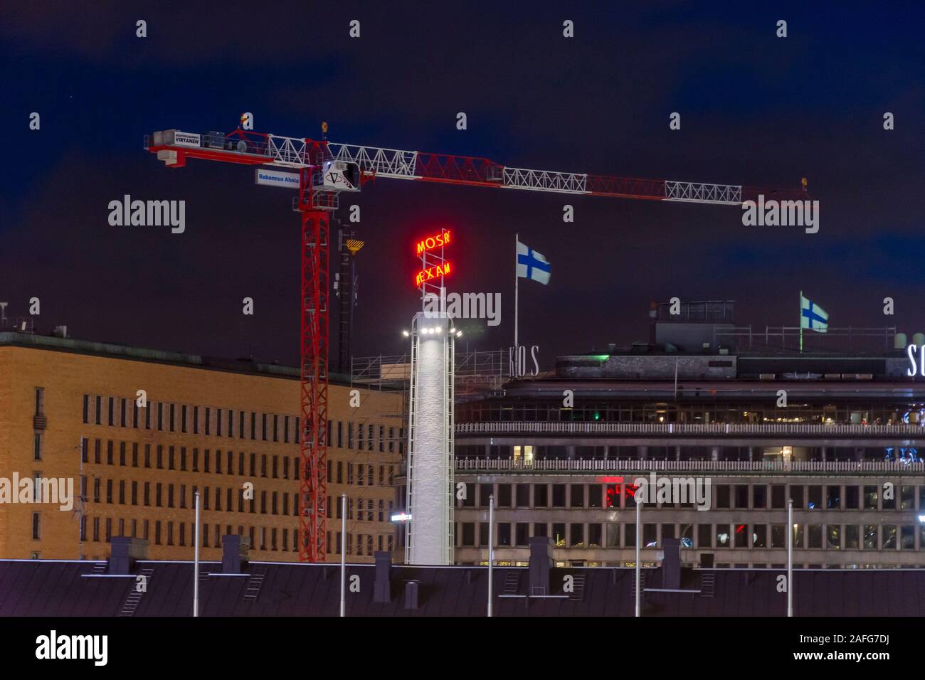 Amos Rex museum at night in Helsinki Finland Stock Photo - Alamy