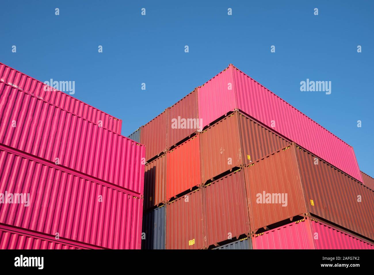 Container stack In the cargo yard Stock Photo - Alamy