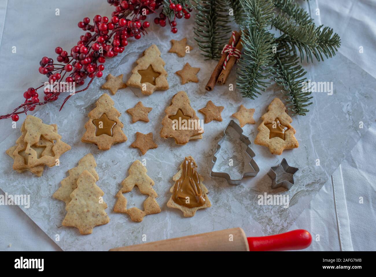 Traditional German Linzer Cookies Stock Photo - Alamy