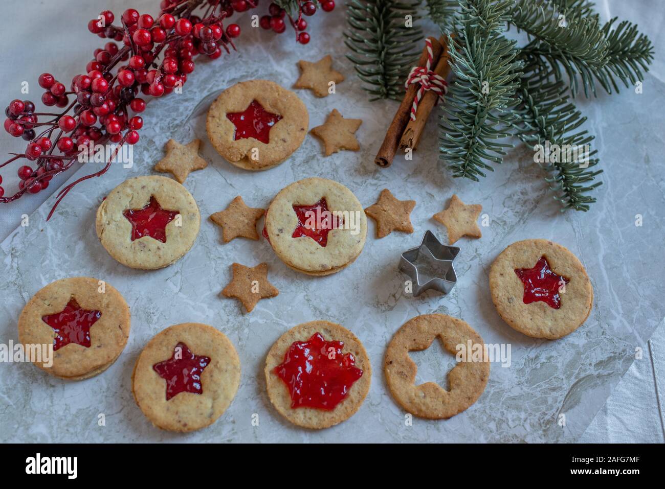 Traditional German Linzer Cookies Stock Photo - Alamy