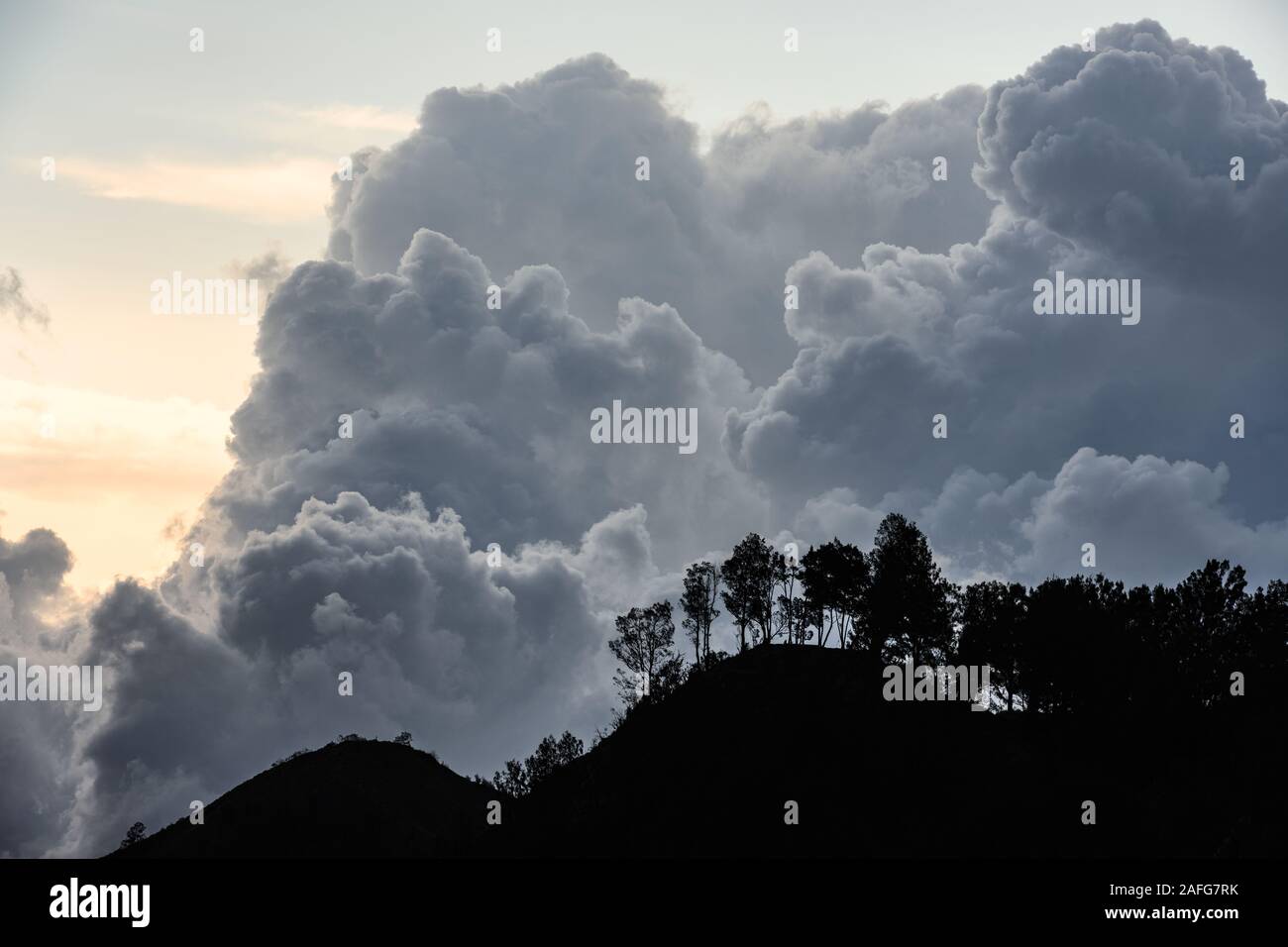 Stunning view of the silhouette of some sinuous hills with impressive ...