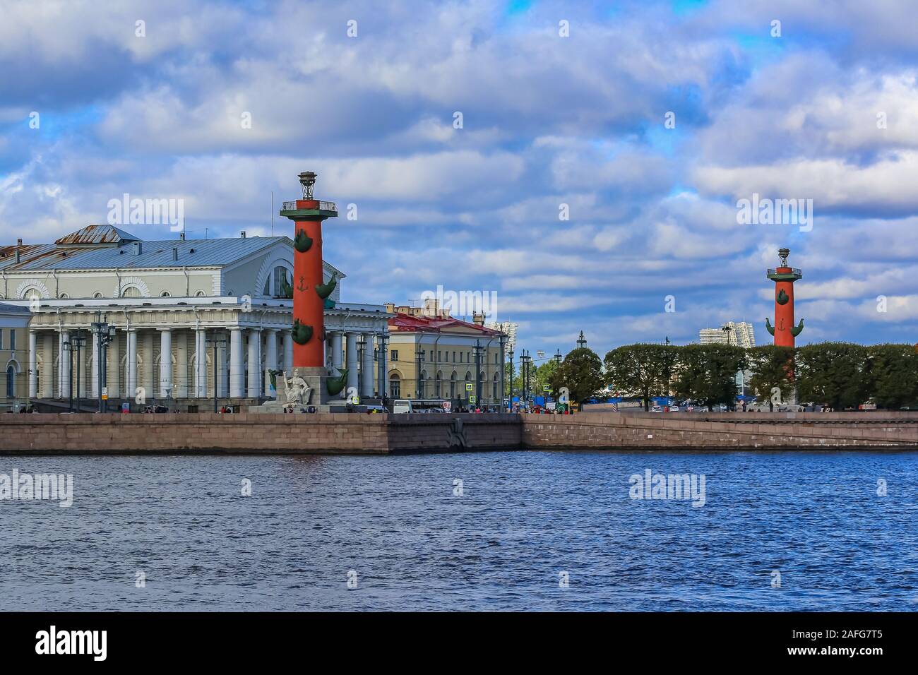 Rostral Columns on Strelka, eastern tip of Vasilievsky island, designed ...