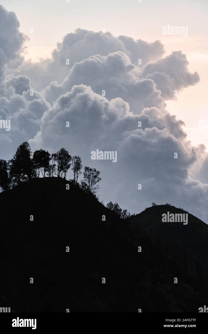 Stunning view of the silhouette of some sinuous hills with impressive ...