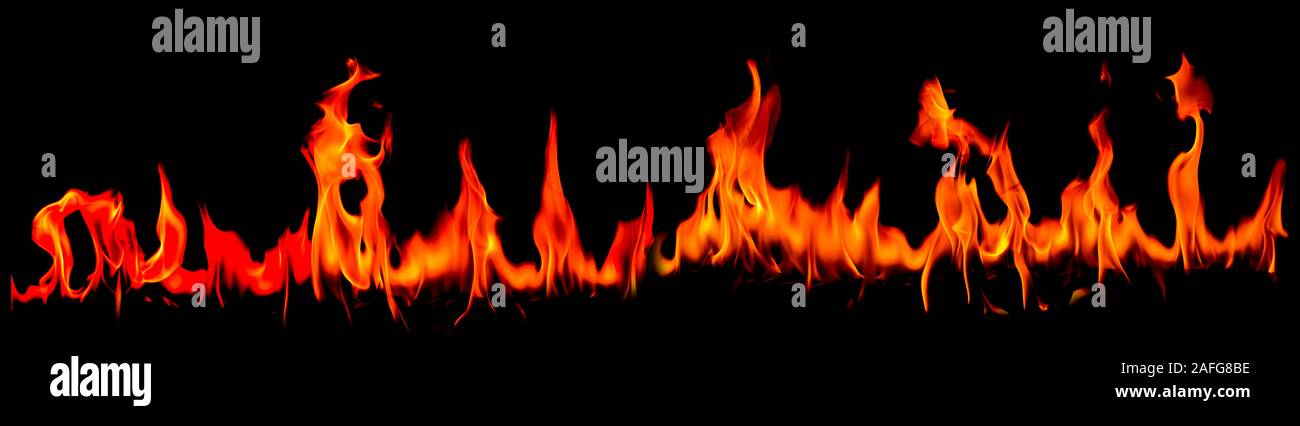 Fire flames on Abstract art black background, Burning red hot sparks ...