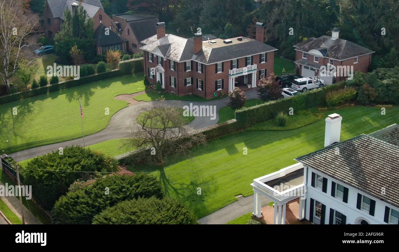 Lancaster, Pennsylvania - Oct 26 2019: Aerial view of luxurious mansion ...