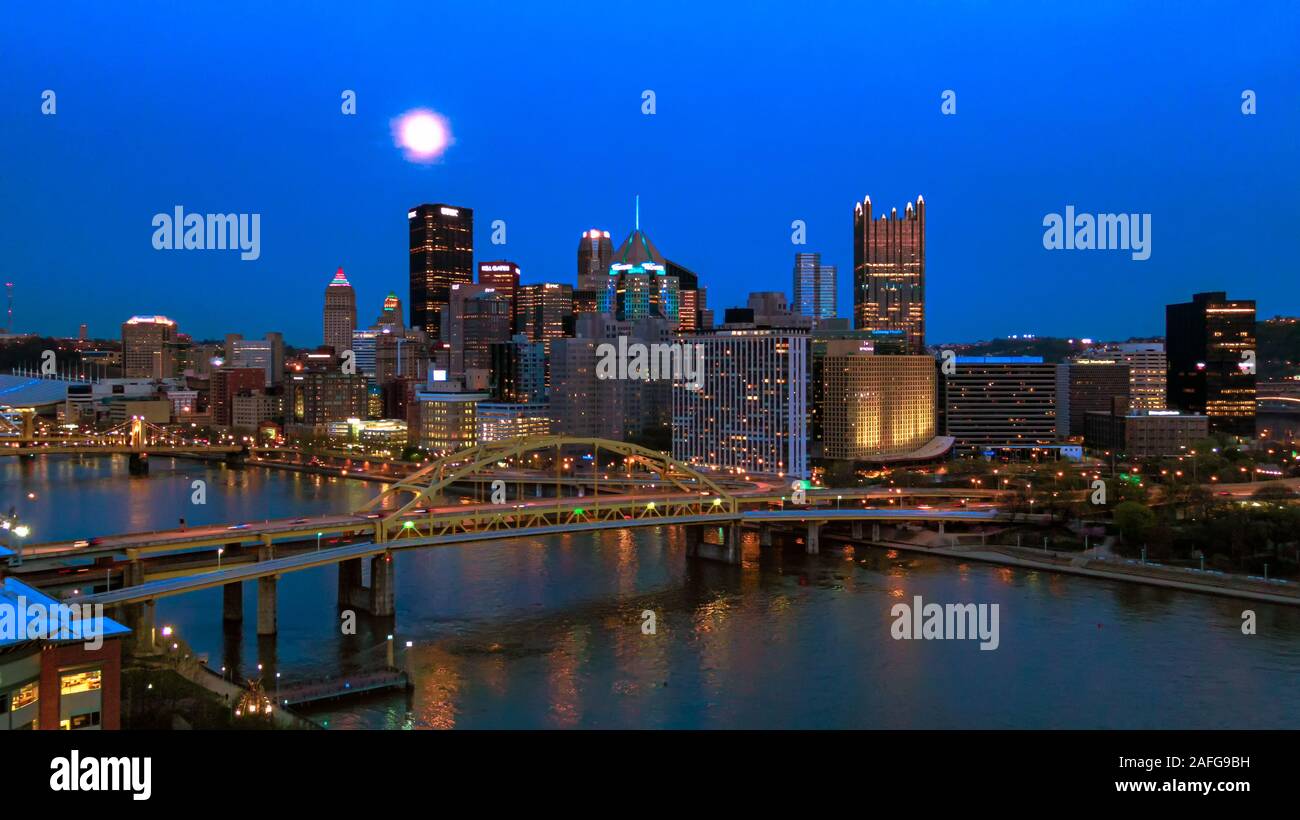 Downtown riverfront district architecture and bridge hi-res stock ...