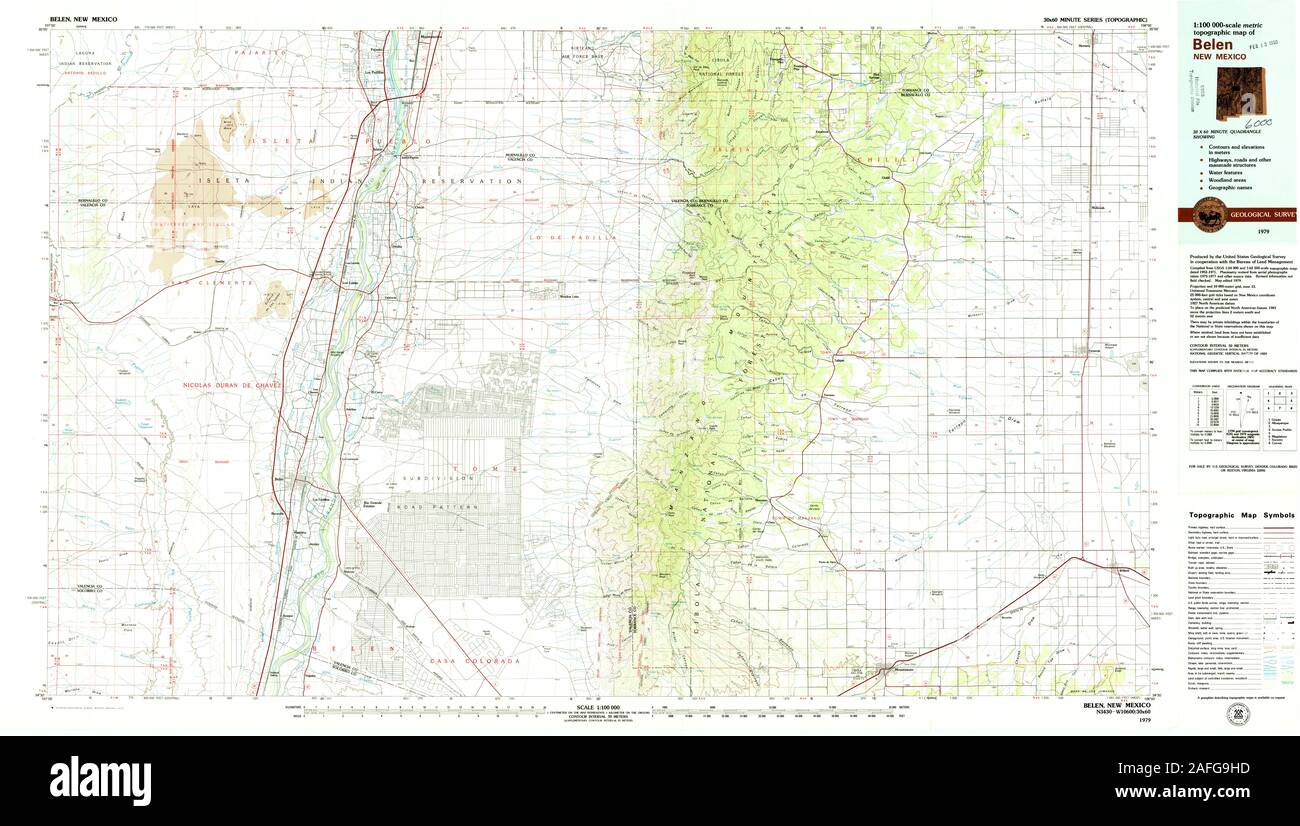 USGS TOPO Map New Mexico NM Belen 189730 1979 100000 Restoration Stock ...