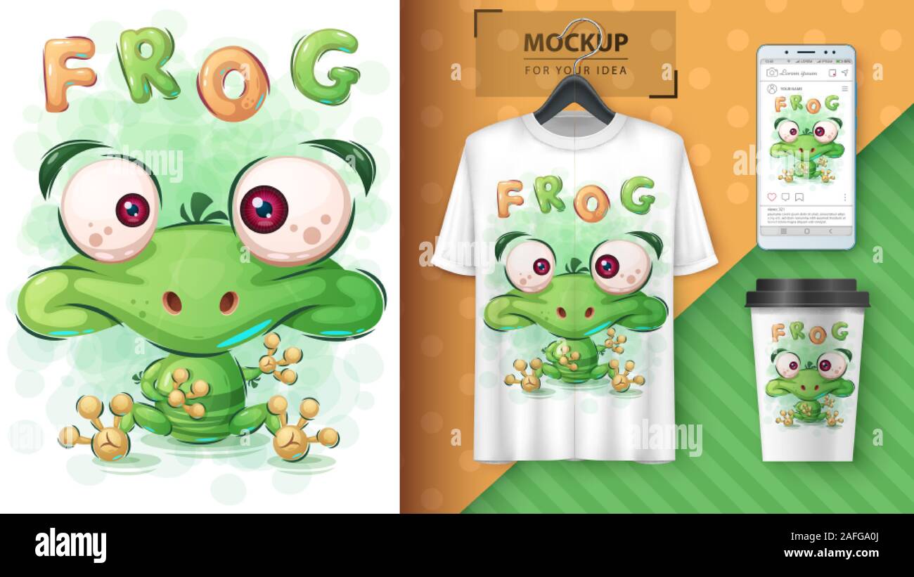 Green frog poster and merchandising Stock Vector Image & Art - Alamy