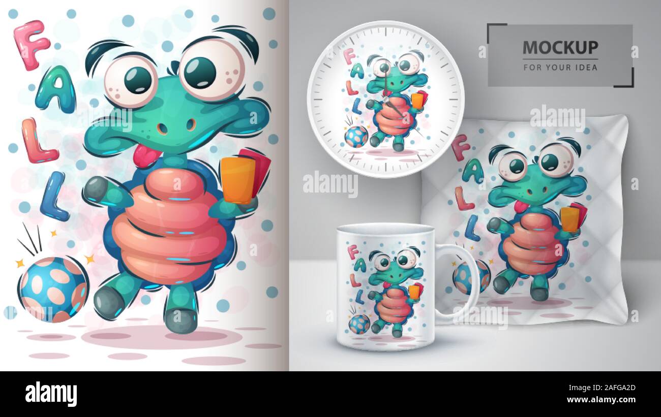 Turtle play football poster and merchandising Stock Vector Image & Art ...