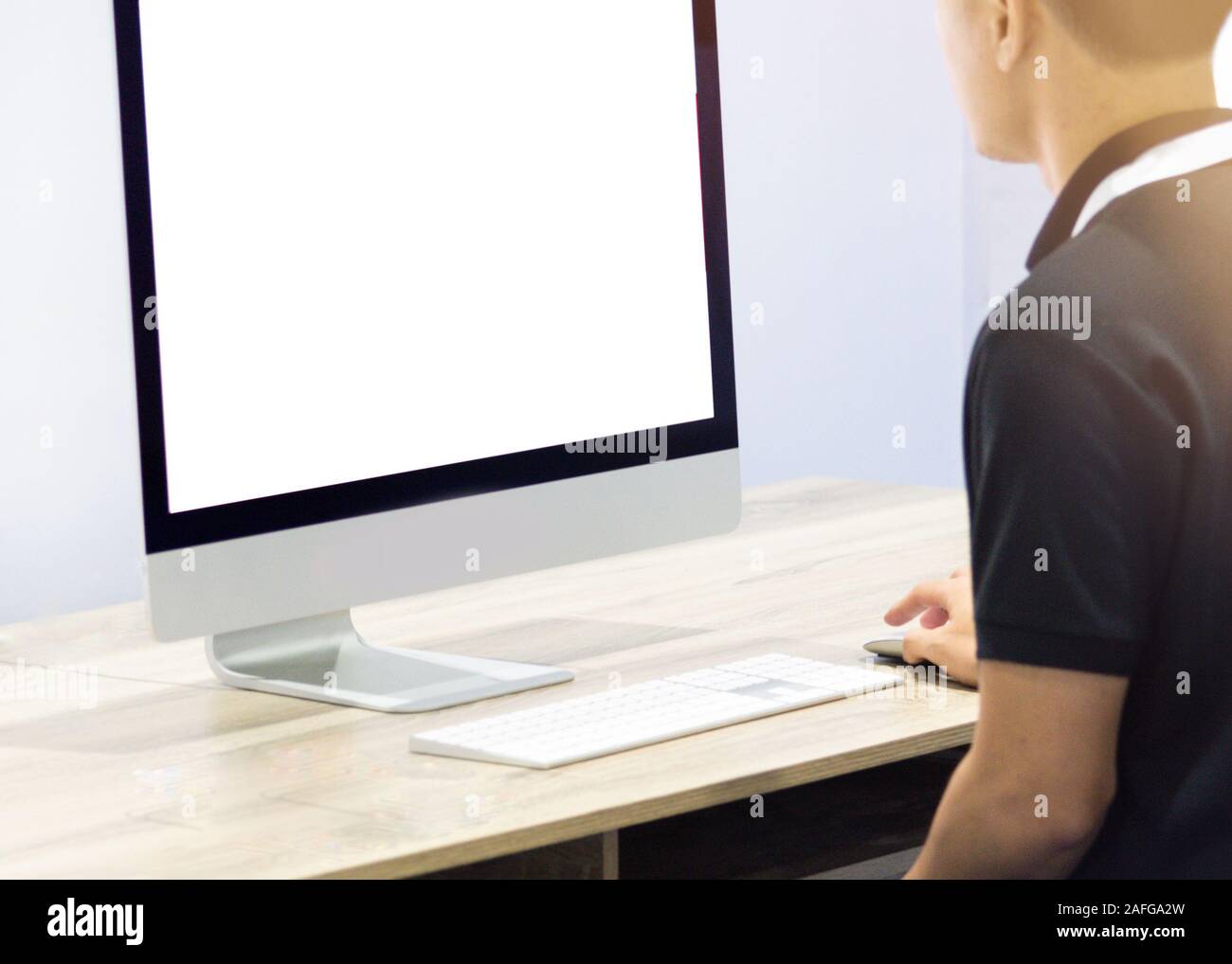 Working desktop computer of the blank screen, Workspace background ...