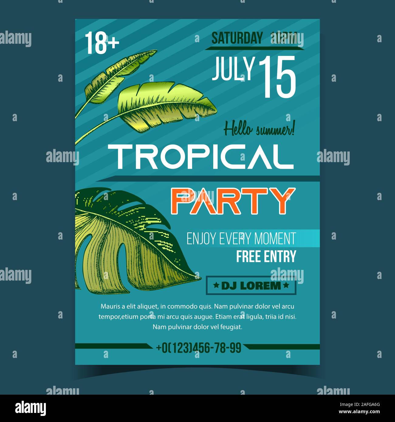 Monstera Tropical Exotic Bush Leaves Banner Vector Stock Vector Image ...