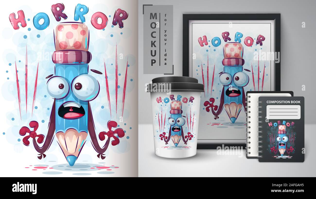 Horror pencil poster and merchandising Stock Vector Image & Art - Alamy