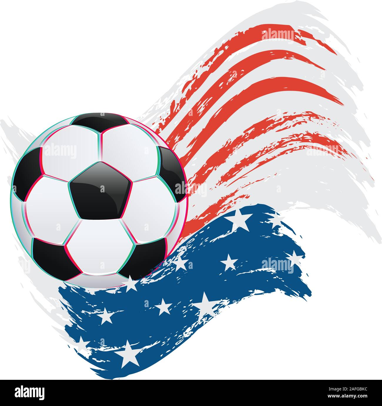 Soccer or Football ball and grunge colorful brush strokes design Stock ...