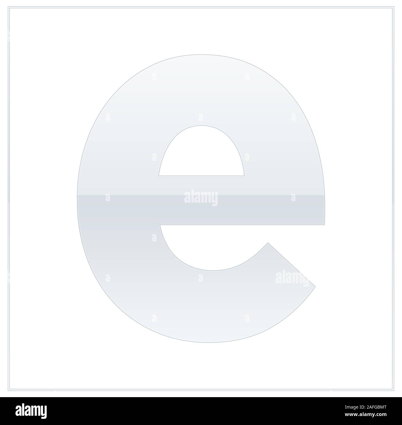 The letter e, made white and grey, half-and-half. Same colors turn ...