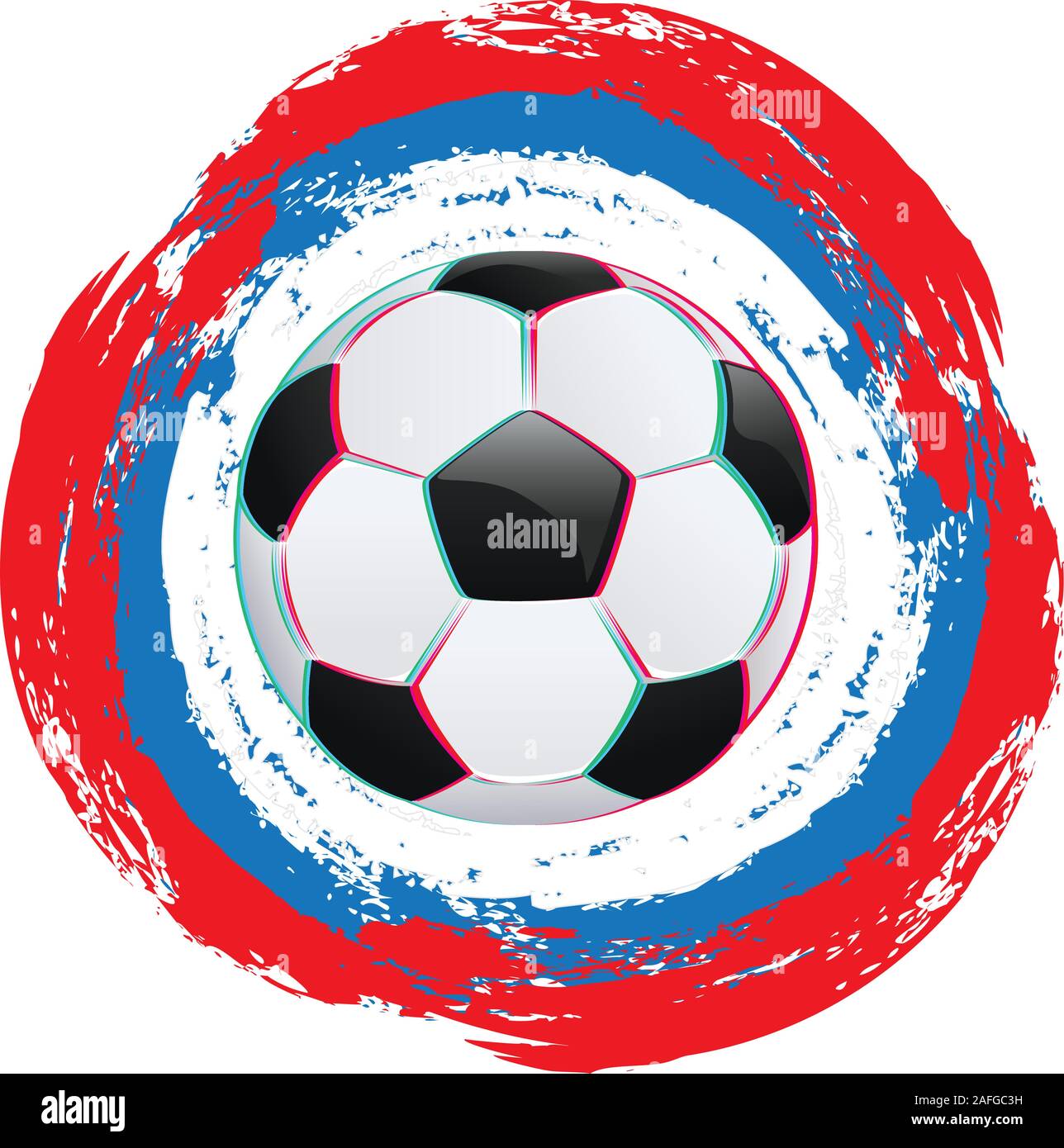 Soccer or Football ball and grunge colorful brush strokes design Stock ...
