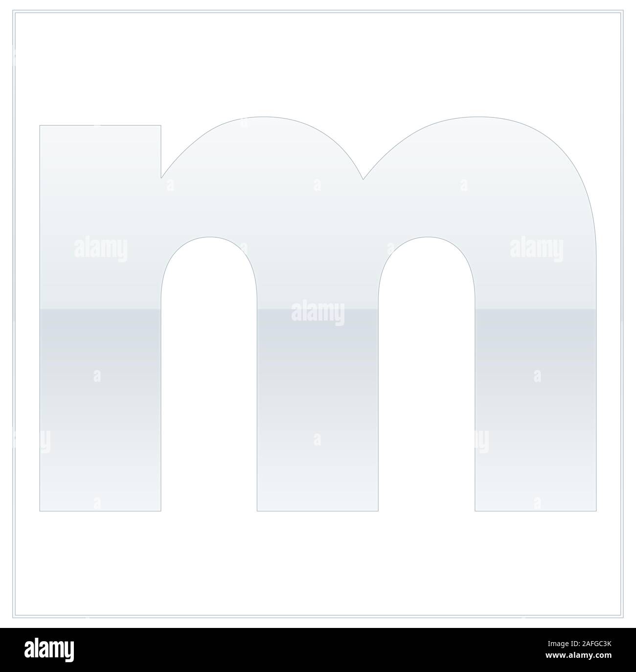 The letter m, made white and grey, half-and-half. Same colors turn ...