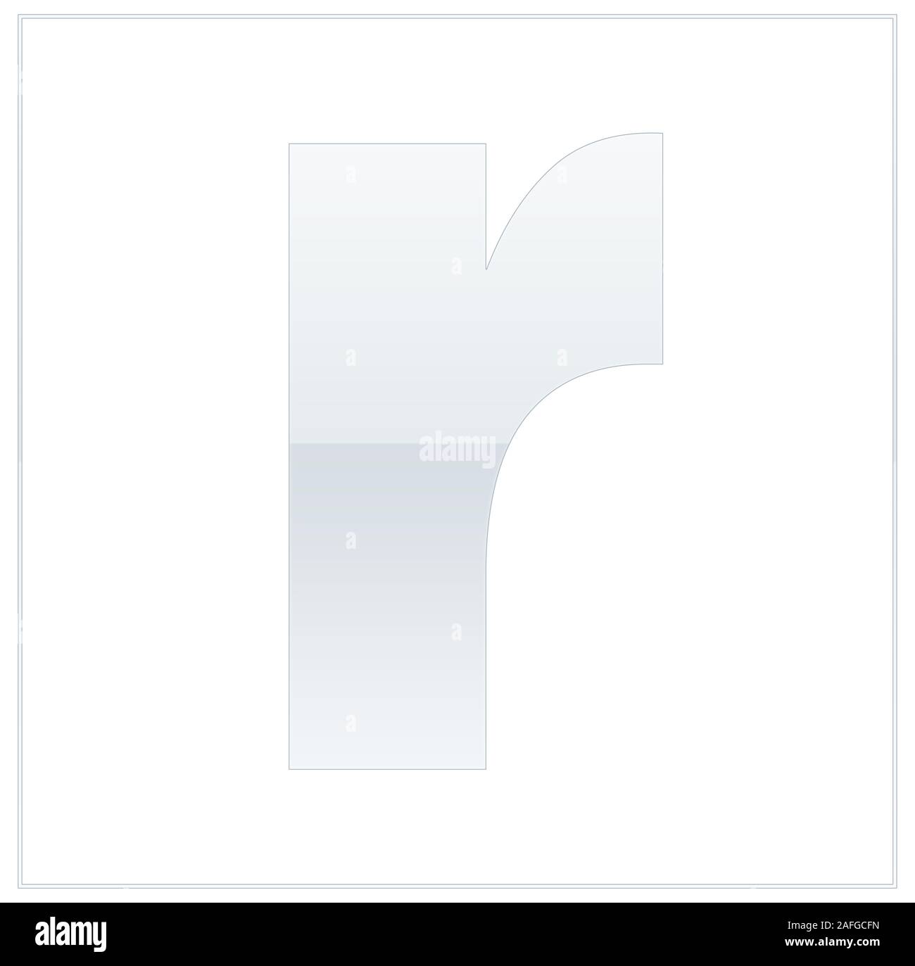 The letter r, made white and grey, half-and-half. Same colors turn ...