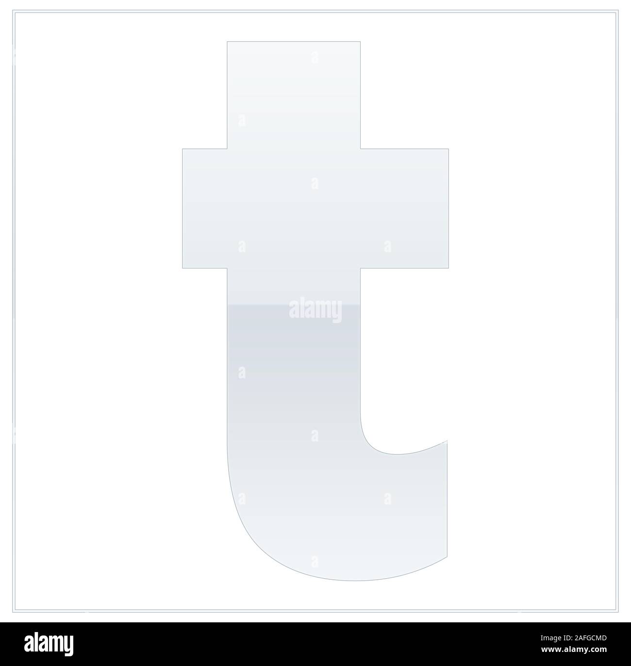 The letter t, made white and grey, half-and-half. Same colors turn ...