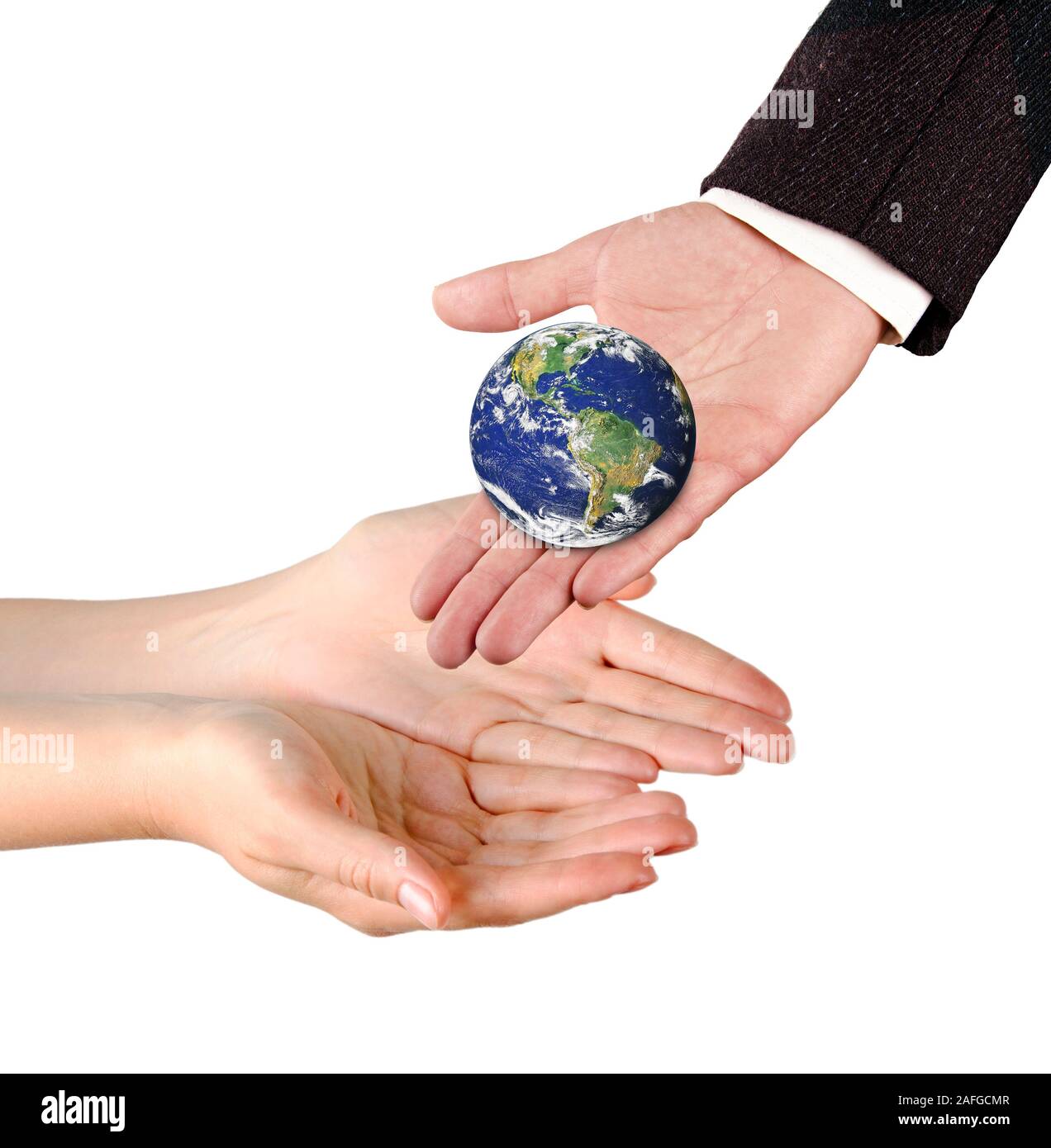Planet earth in hand.Elements of this image furnished by NASA Stock ...