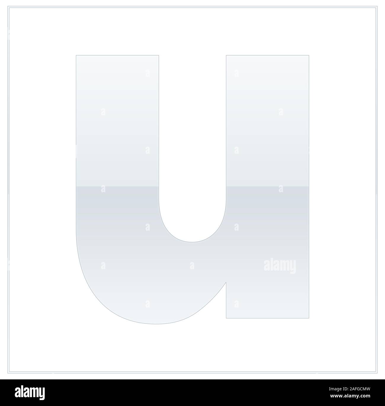 The letter u, made white and grey, half-and-half. Same colors turn ...