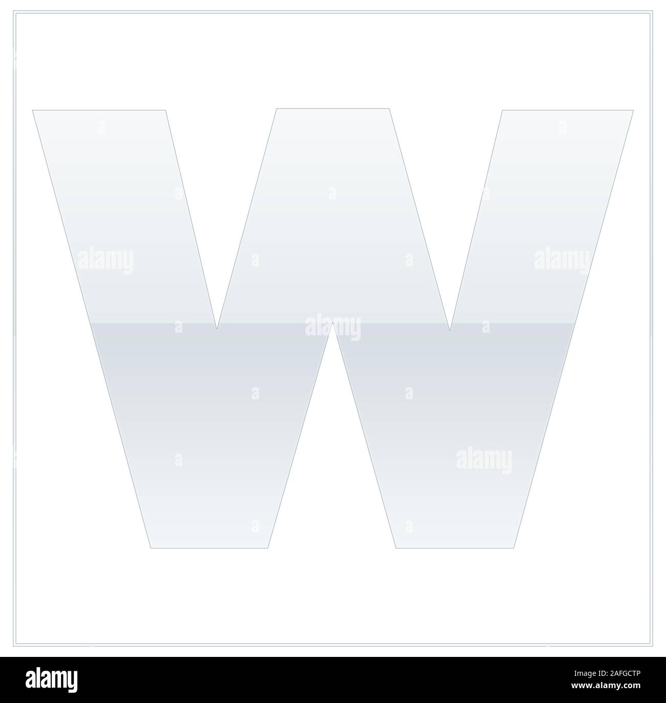The letter w, made white and grey, half-and-half. Same colors turn ...
