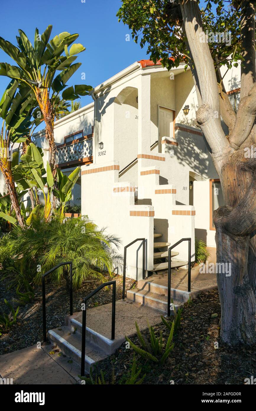 Typical Southern California Spanish style residential condo surrounded ...