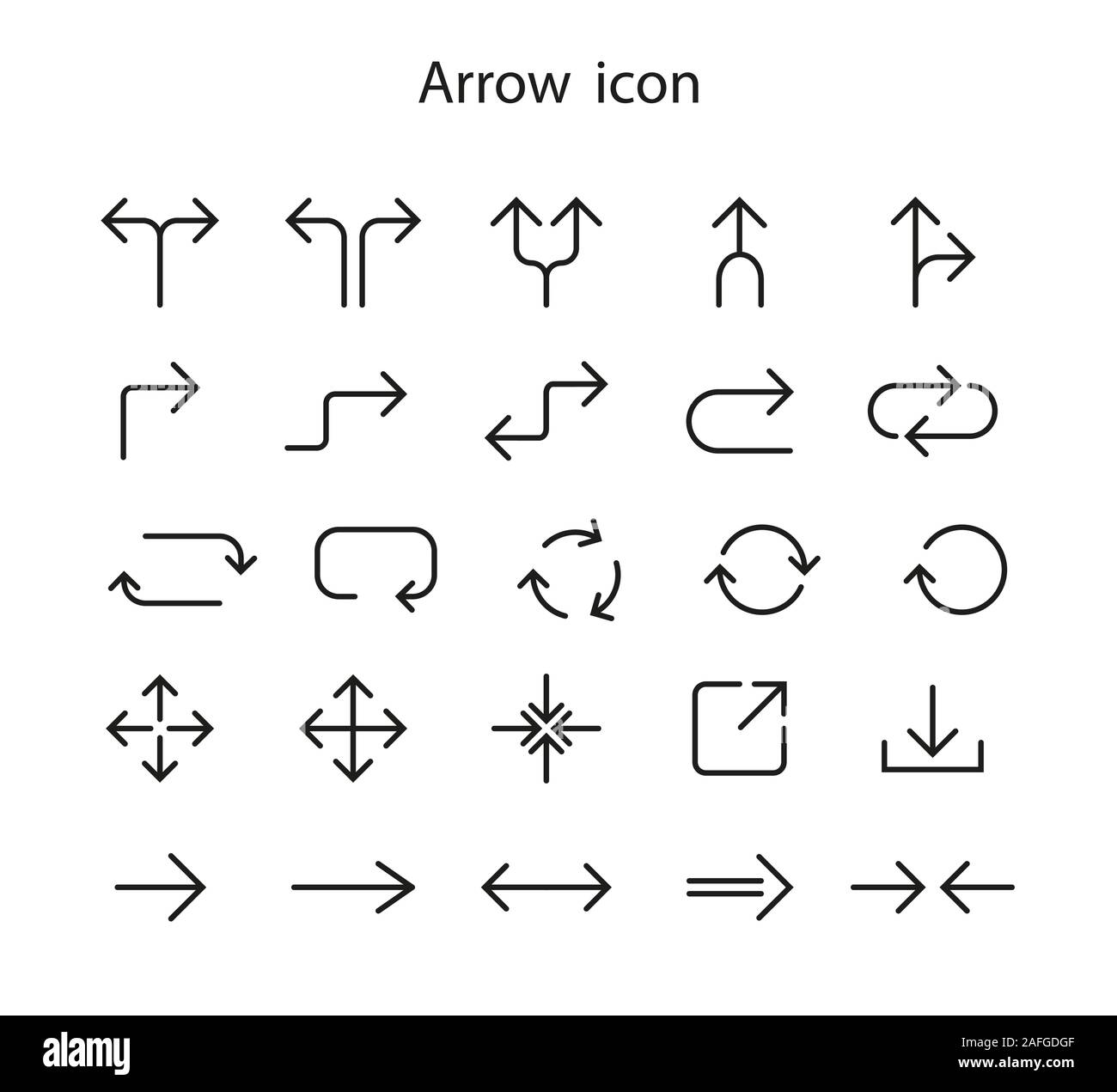 Line Arrow icon set. Vector illustration, flat design Stock Vector ...