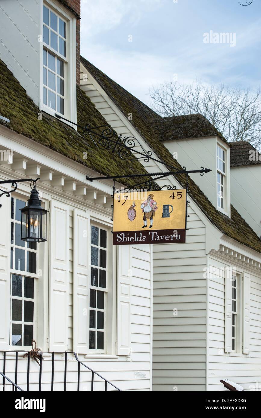 Shields Tavern exterior featuring the hanging tavern sign Stock Photo ...