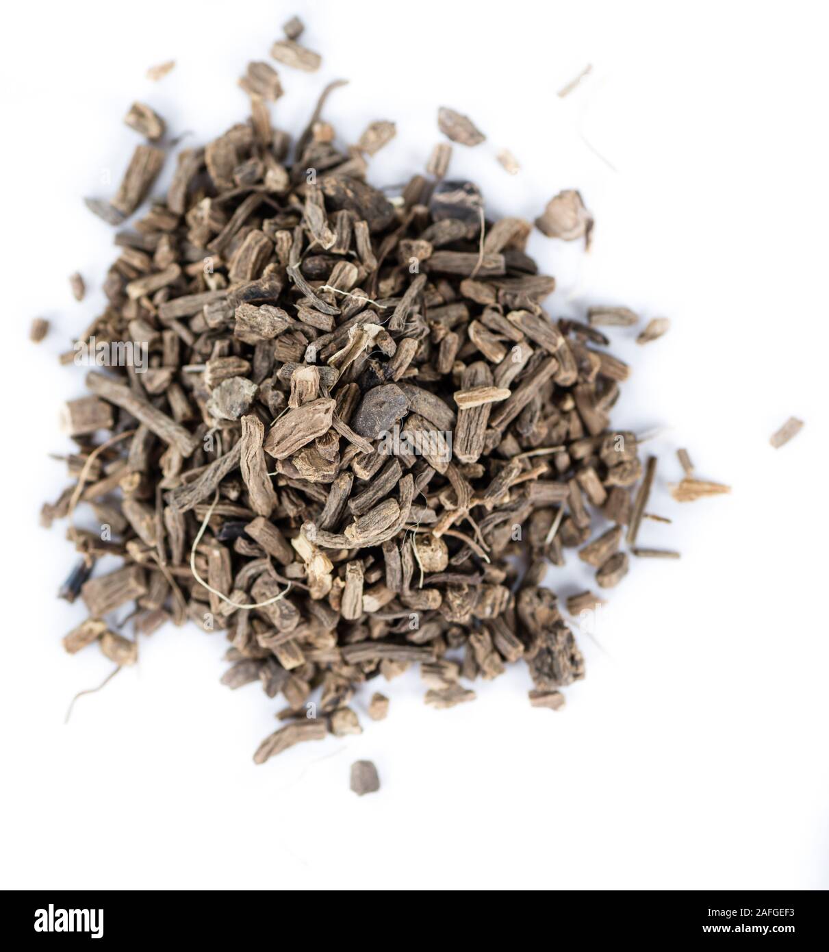 Dried Valerian roots (detailed close-up shot) isolated on white ...