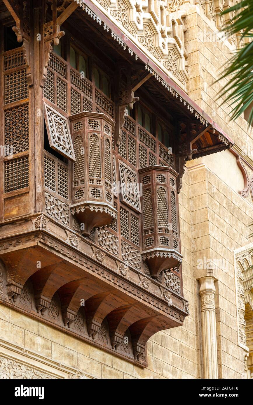 Ancient Muslim Wood Art Arabesque Decoration, Old Exterior Balcony ...