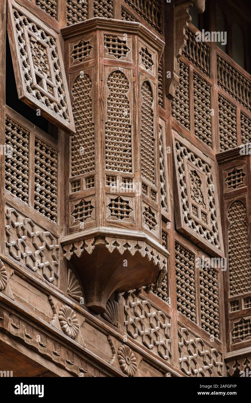 Ancient Muslim Wood Art Arabesque Decoration, Old Exterior Window ...