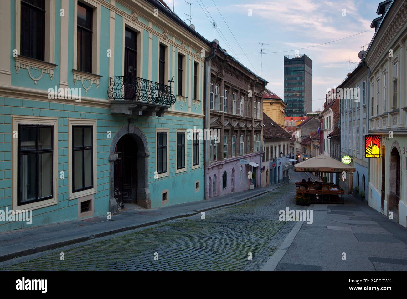 Radiceva street in old town by sunset, Zagreb, Croatia Stock Photo - Alamy